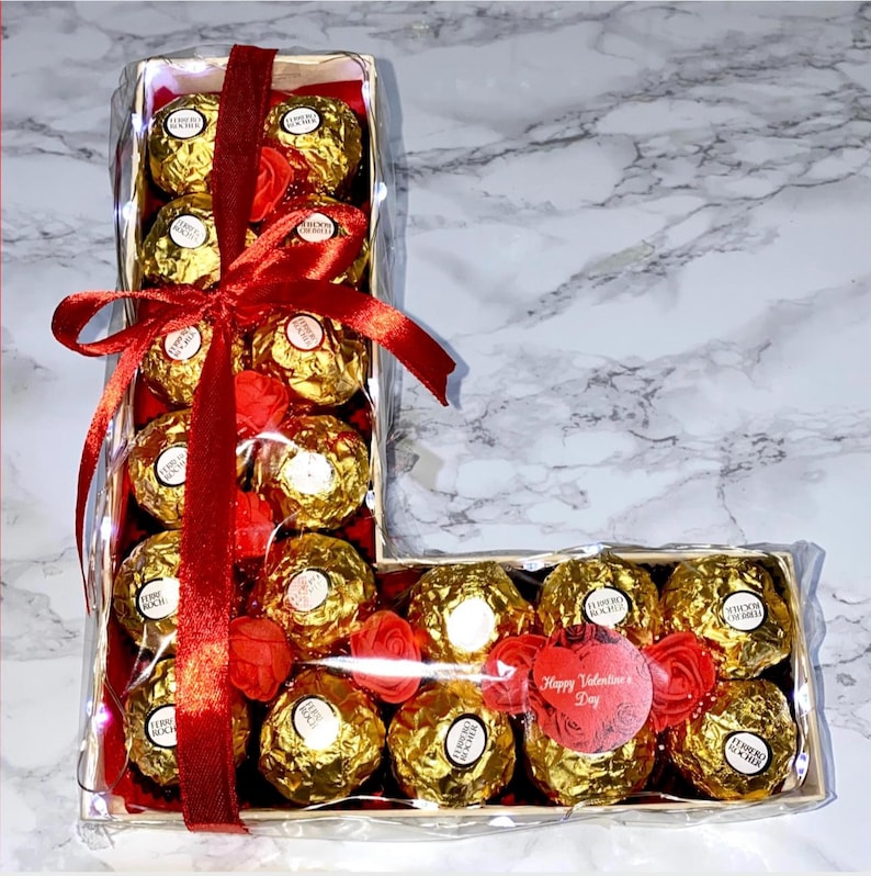 ANY LETTER - Fillable Chocolate Flowers Lights Bouquet Gift Valentines ...