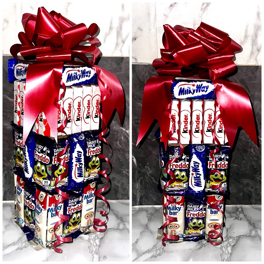 1FT Chocolate Bar Tower Kinder Milkybar Milkyway Fredo Hamper Bouquet ...