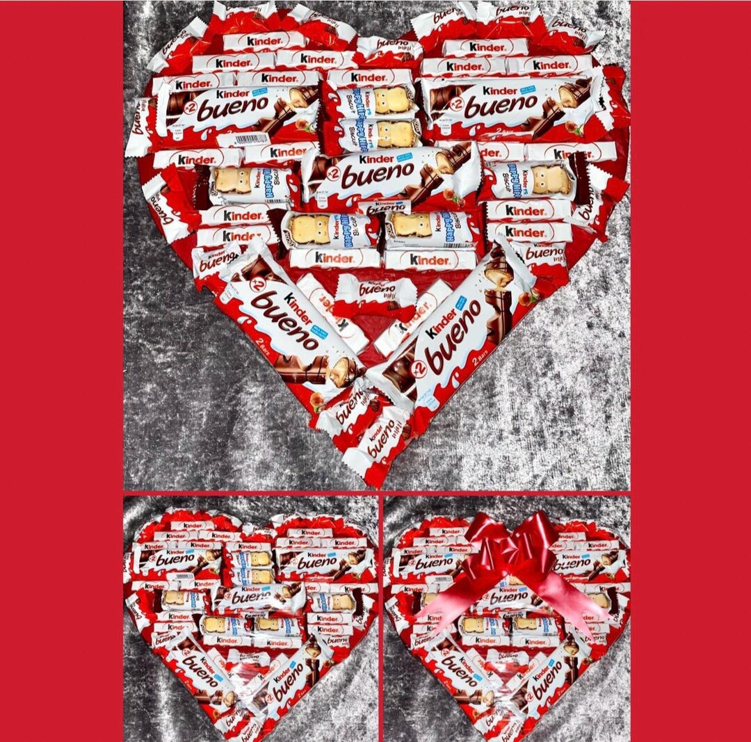 EXTRA LARGE Heart Chocolate Platter Kinder Bueno Bouquet Gift Sweet ...