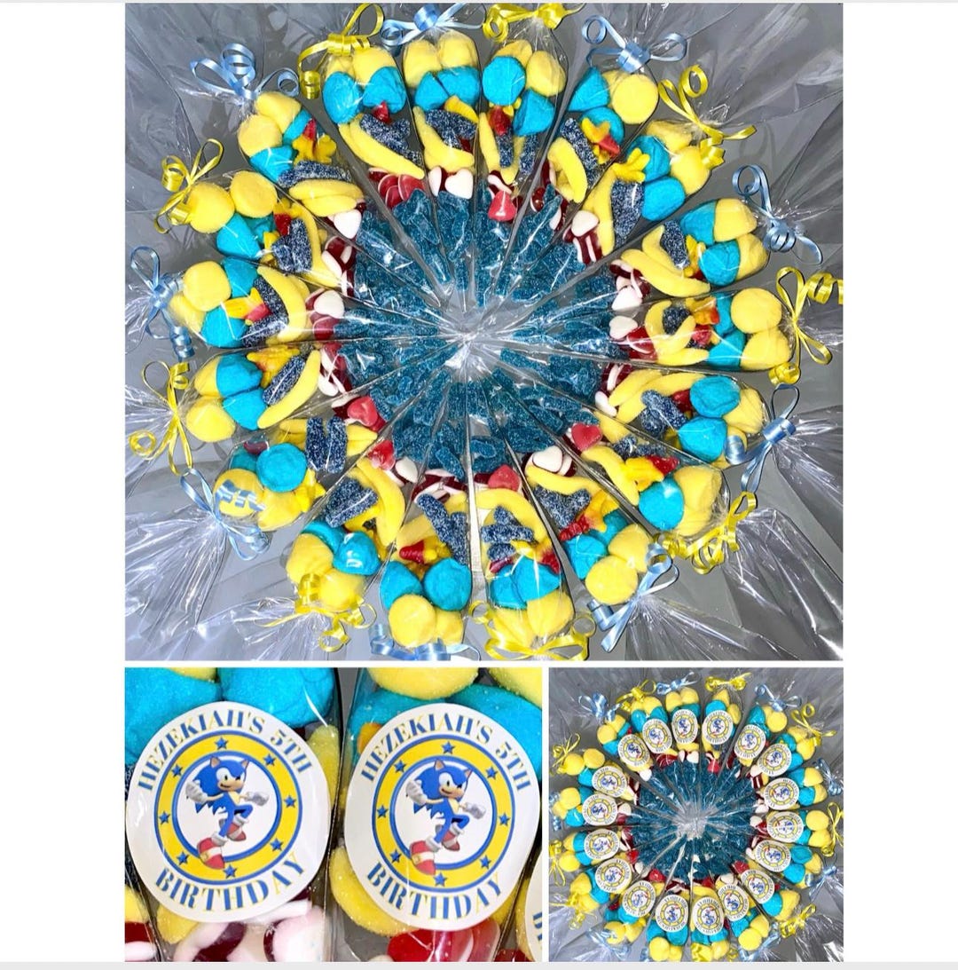 Large Pre-filled Personalised Sonic the Hedgehog Party Sweet Cones Cone ...