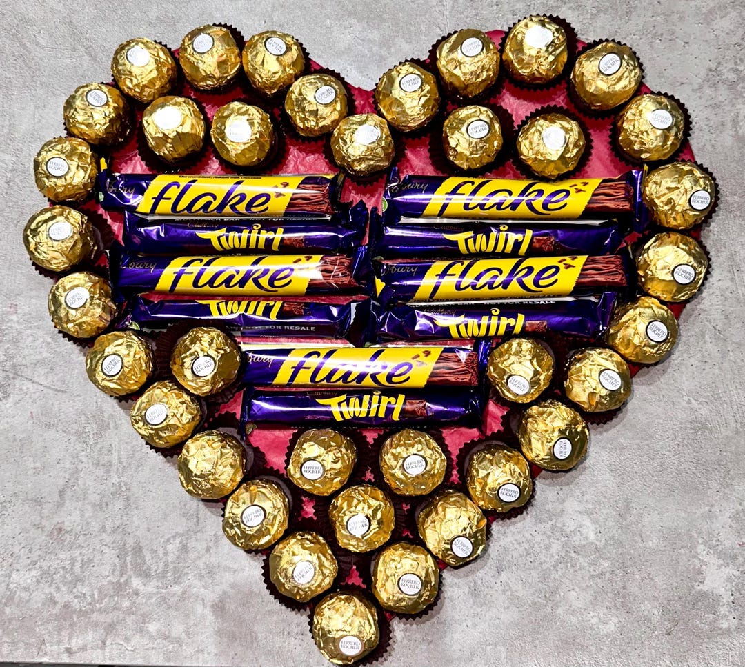 Large Ferrero Rocher Cadburys Twirl Flake Chocolate Heart Platter ...