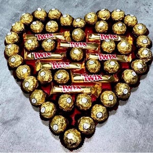 Large Ferrero Rocher Twix Chocolate Heart Platter Bouquet Gift ...