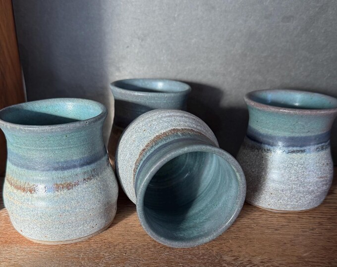 Wine Cups Set of 4 Light Turquoise and Grey Design - Etsy
