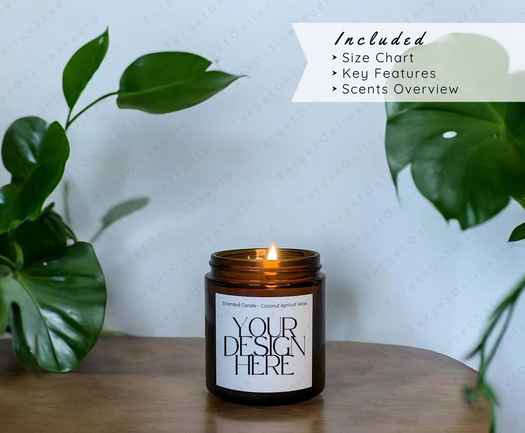 Printify Amber Scented Candle Mockup, Coconut Apricot Wax 4oz, POD ...