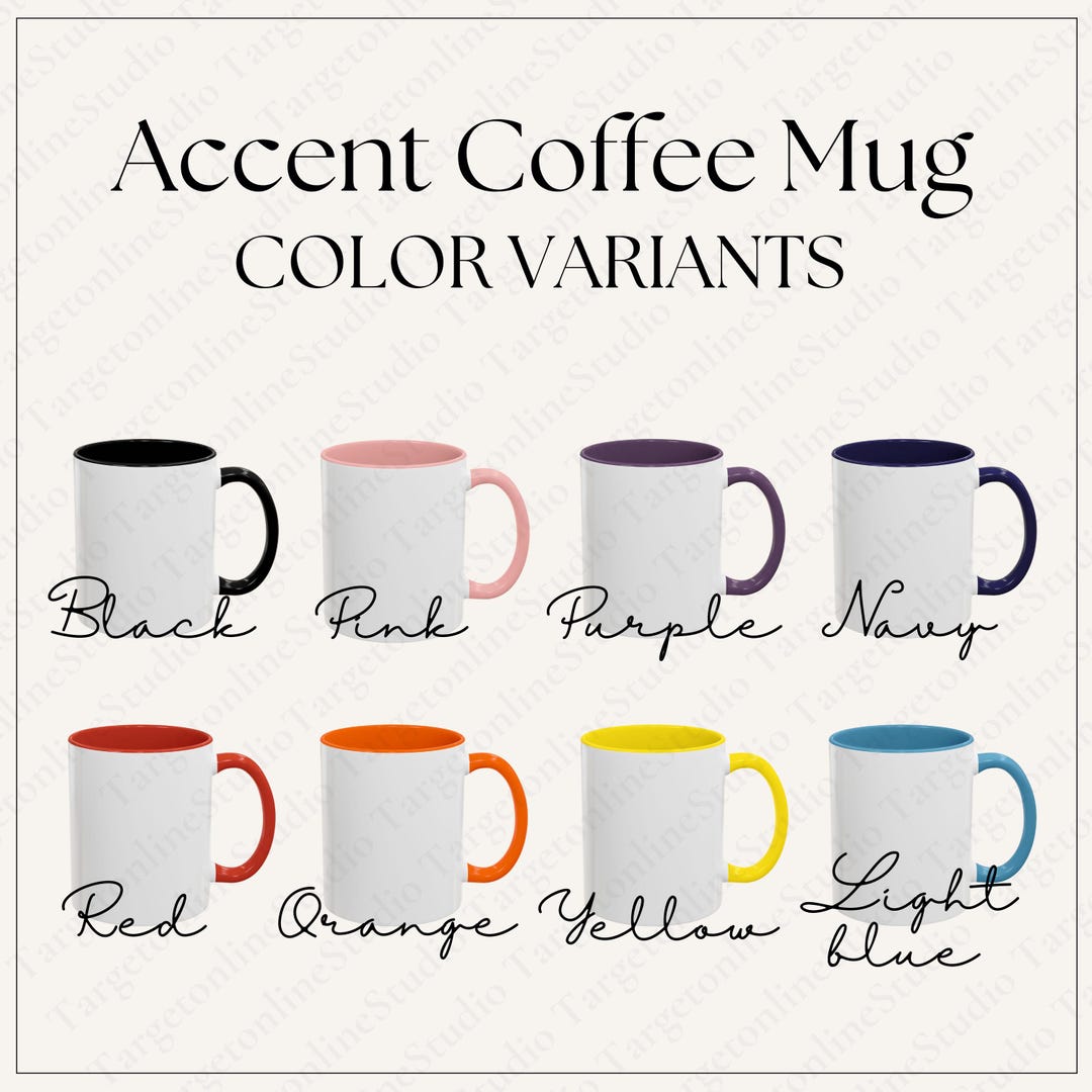 Printify's Accent Coffee Mug Size Chart, Color Variants Overview, 11oz ...