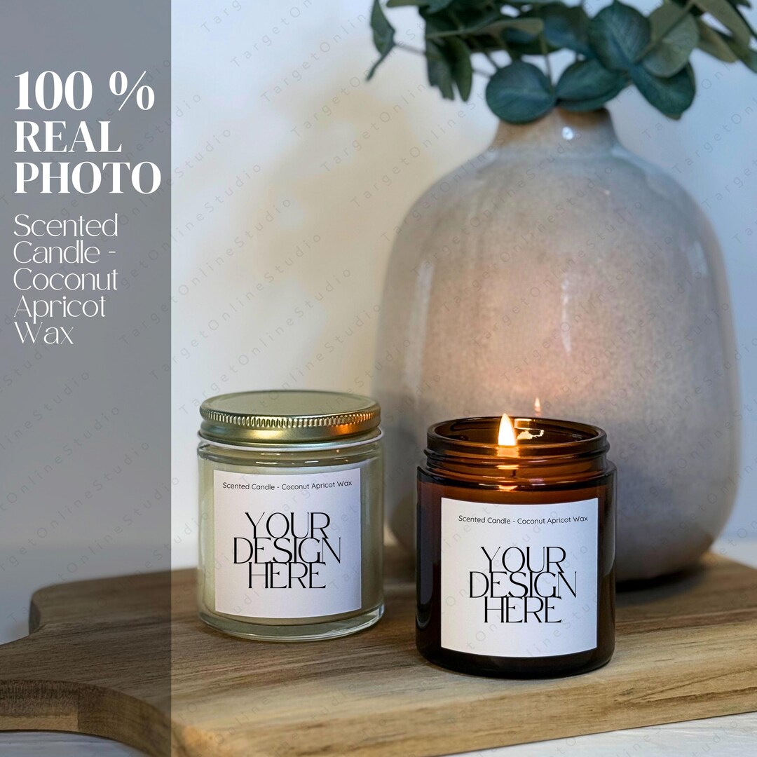 Printify Scented Candle Mockup, Real Photo, Coconut Apricot Wax 4oz ...