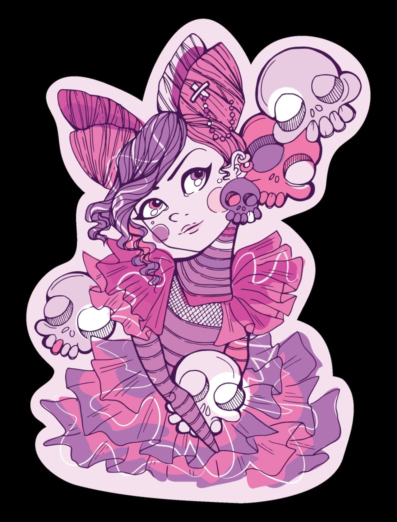 Pastel Goth Spooky Girl Sticker | Etsy