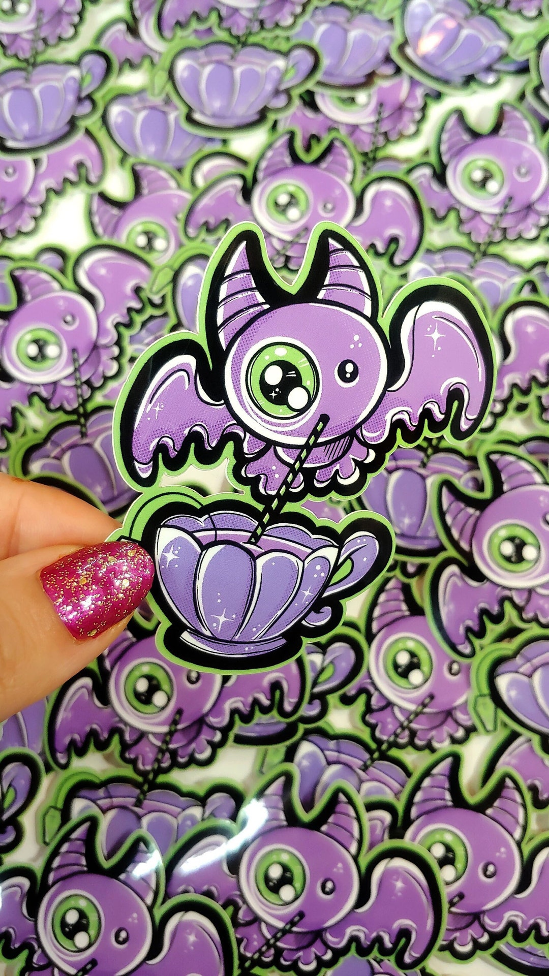 Bat Tea Batty Tea Spooky Season Halloween Tea Cup Sticker - Etsy