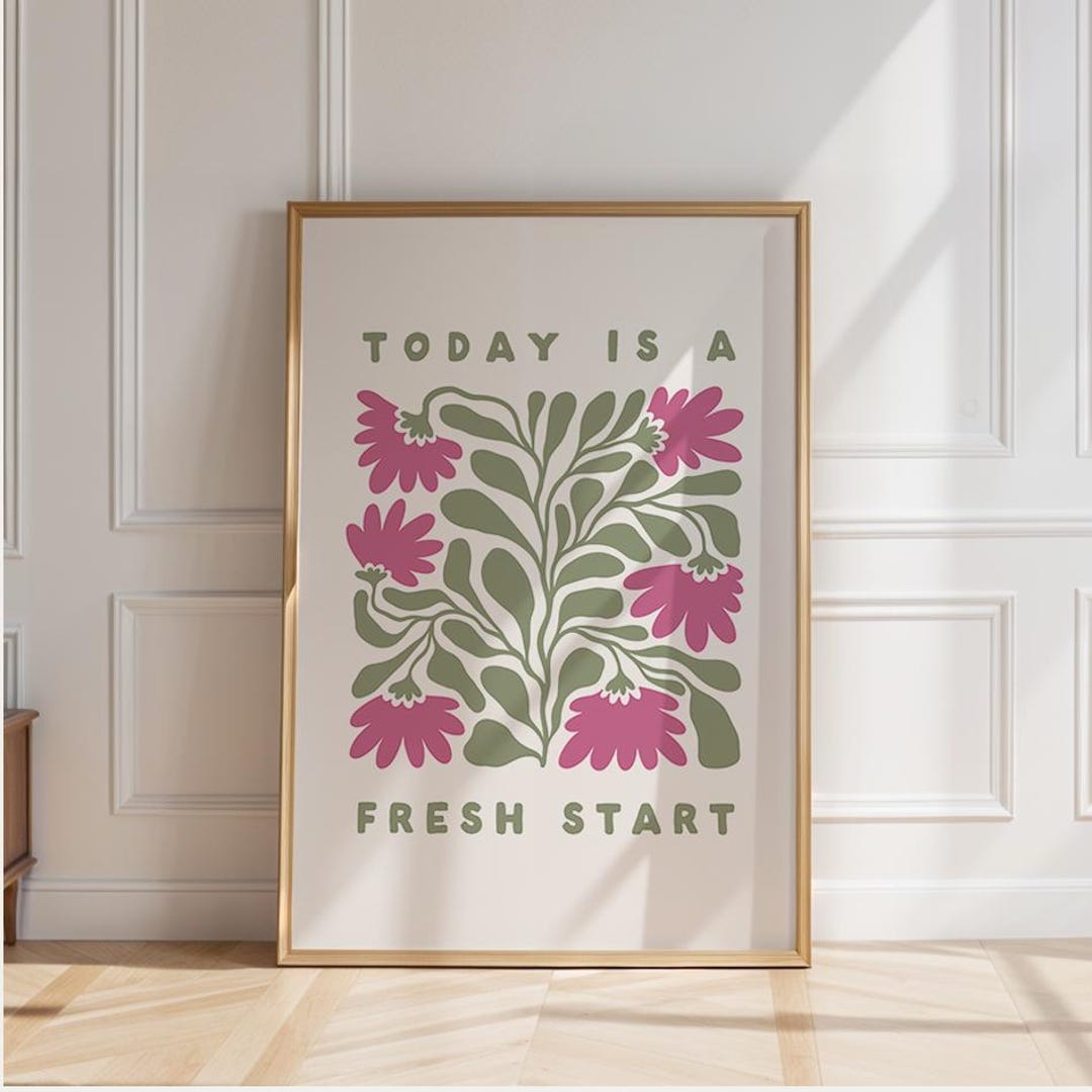 Motivational Poster, Floral Wall Art Print, Inspirational Quote ...
