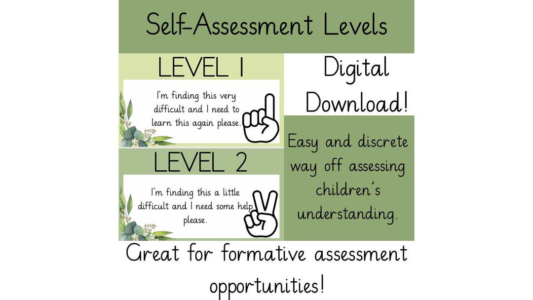 Classroom Self-assessment Levels - Etsy