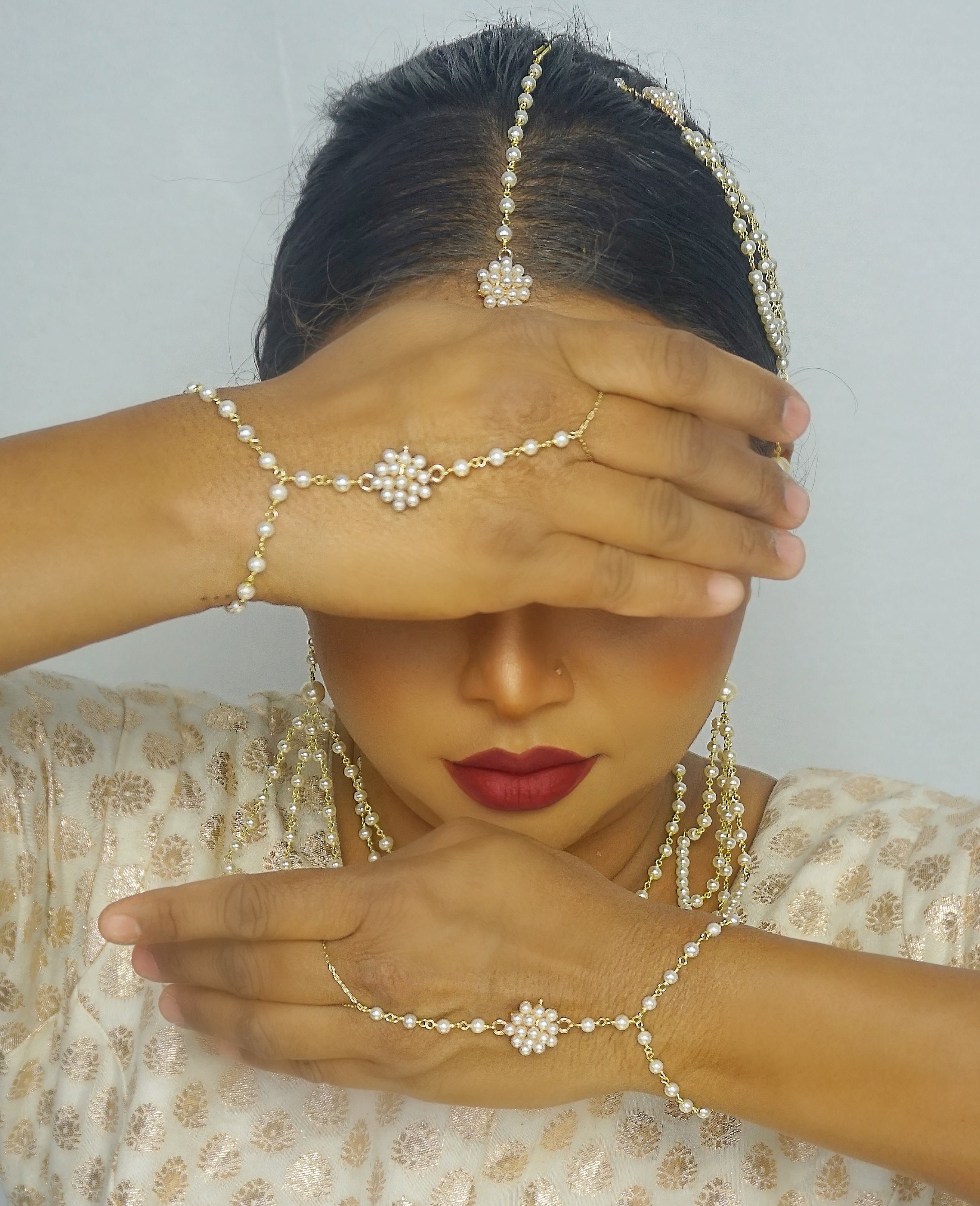 Pearl Indian Bridal Jewelry Set - Etsy