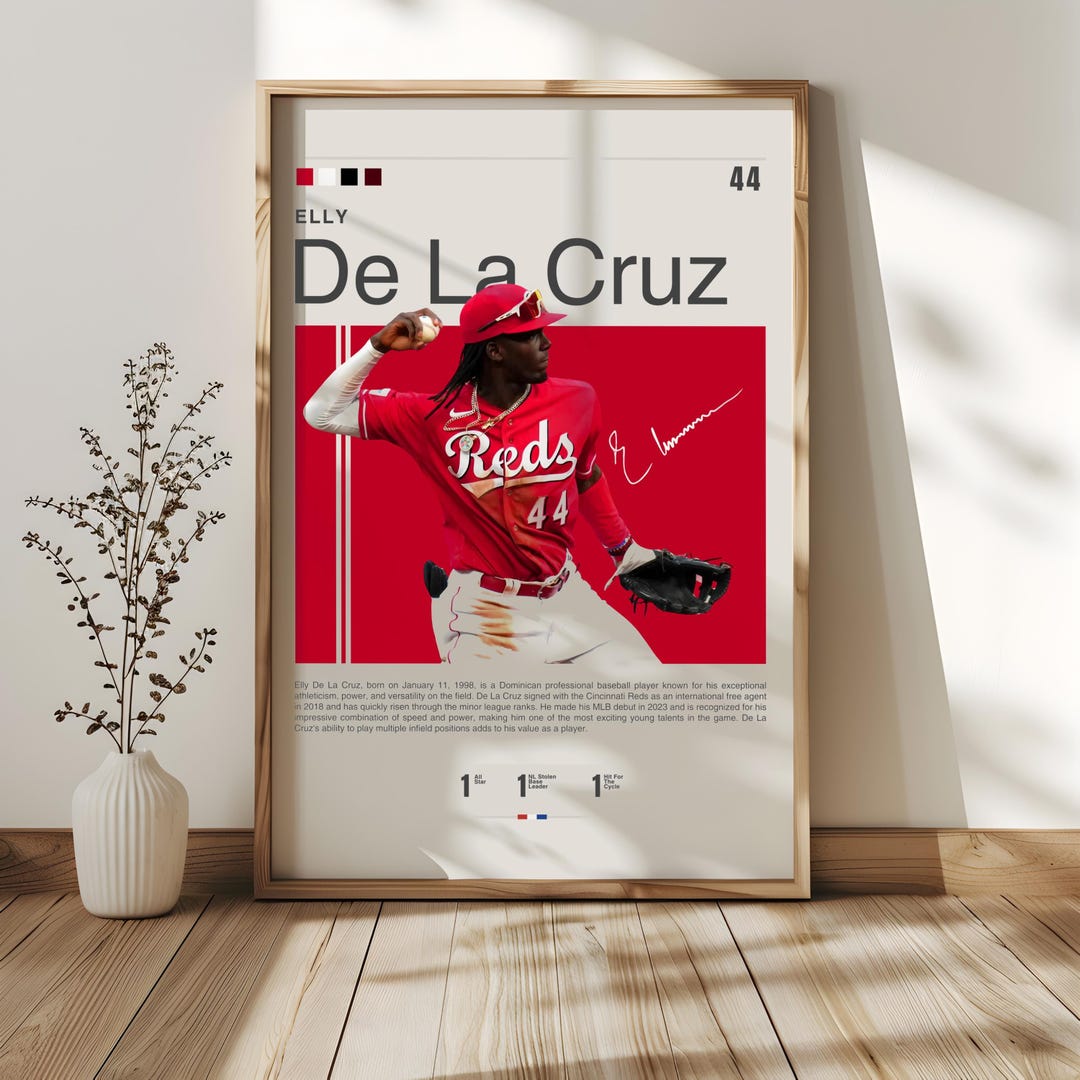 Elly De La Cruz Poster Print,cincinnati Reds,mid Century Art,sports ...