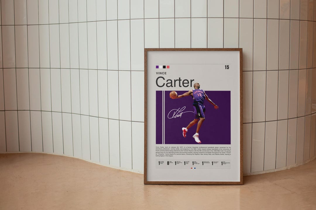 Vince Carter Poster Print,toronto Raptors,nba Poster, Sports Poster,mid ...