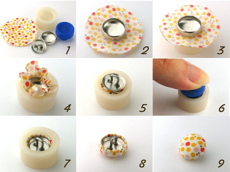12mm Covered Button Size 20 Diy Wire Loop Back Fabric Cover Button to ...