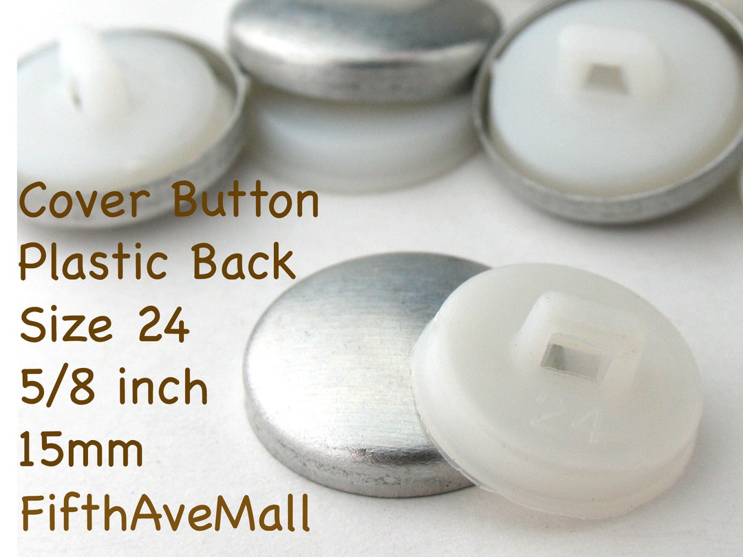 15mm Covered Button Size 24 White Plastic Back Fabric Cover Button to ...