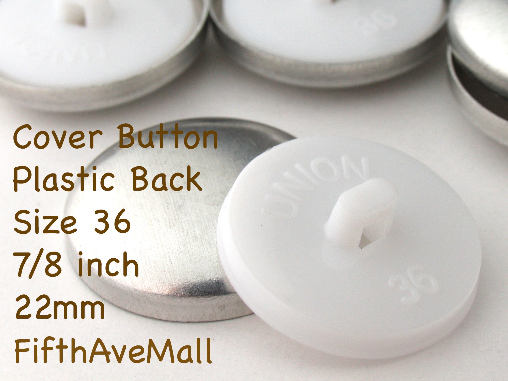 22mm Covered Button Size 36 White Plastic Back Fabric Cover Button to ...