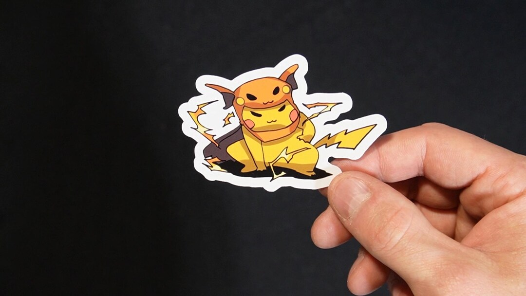 Pikachu in Raichu Costume Vinyl Pokemon Sticker Standard, or Jumbo ...