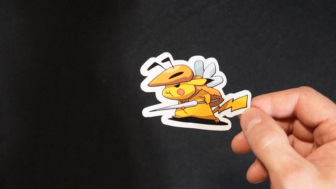 Pikachu in Beedrill Costume Vinyl Pokemon Sticker Standard, or Jumbo ...