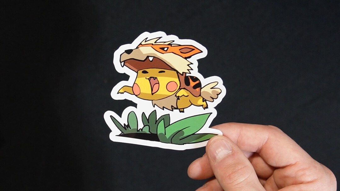 Pikachu in Arcanine Costume Vinyl Pokemon Sticker Standard, or Jumbo ...