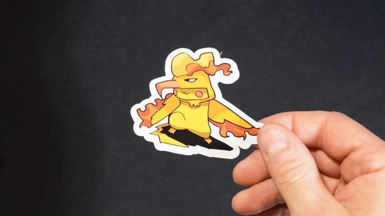 Pikachu in Moltres Costume Vinyl Pokemon Sticker Standard, or Jumbo ...
