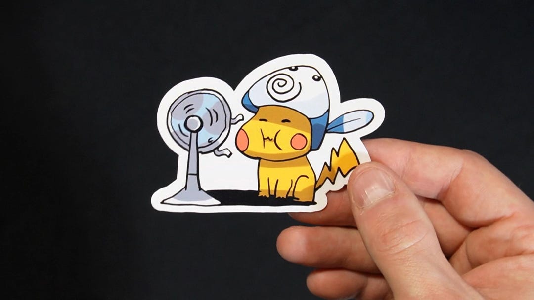 Pikachu in Poliwag Costume Vinyl Pokemon Sticker Standard, or Jumbo ...