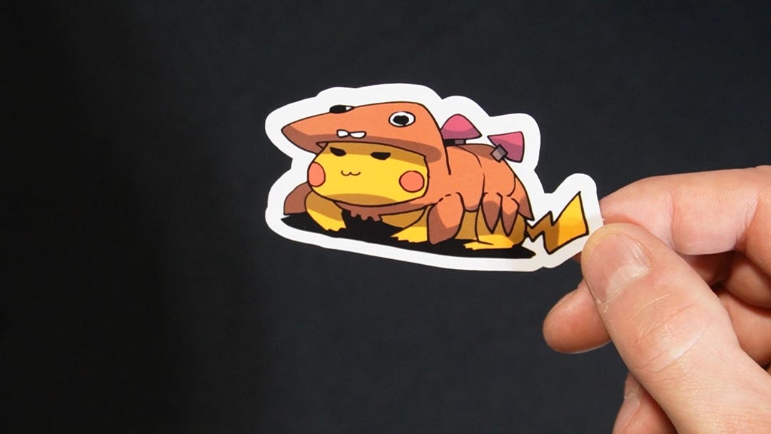Pikachu in Paras Costume Vinyl Pokemon Sticker Standard, or Jumbo Sizes ...
