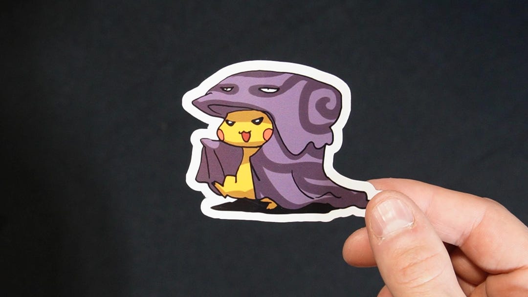 Pikachu in Muk Costume Vinyl Pokemon Sticker Standard, or Jumbo Sizes ...