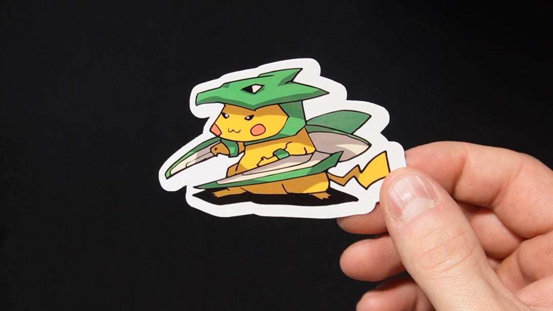 Pikachu in Scyther Costume Vinyl Pokemon Sticker Standard, or Jumbo ...