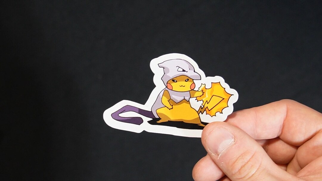 0150 Pikachu in Mewtwo Costume Vinyl Pokemon Sticker Standard, or Jumbo ...