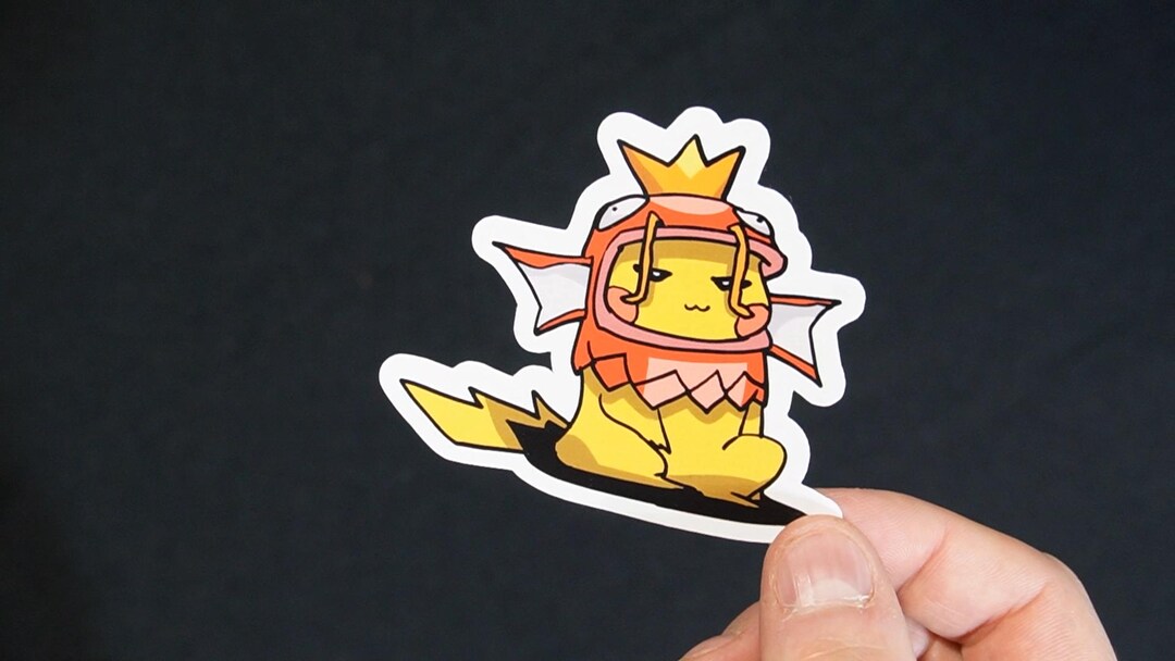 Pikachu in Magikarp Costume Vinyl Pokemon Sticker Standard, or Jumbo ...
