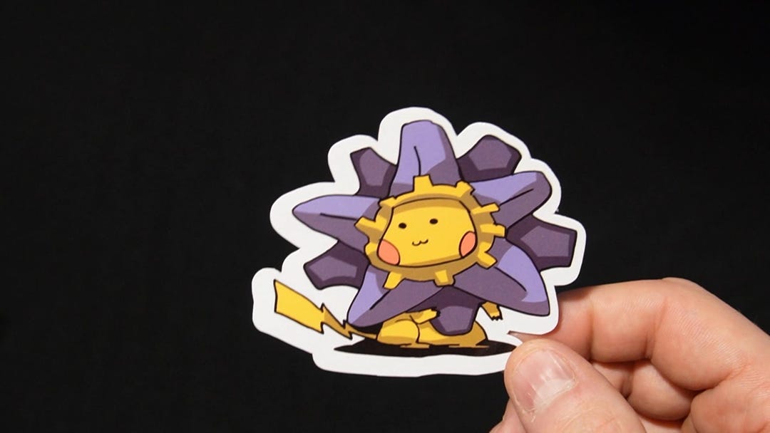Pikachu in Starmie Costume Vinyl Pokemon Sticker Standard, or Jumbo ...