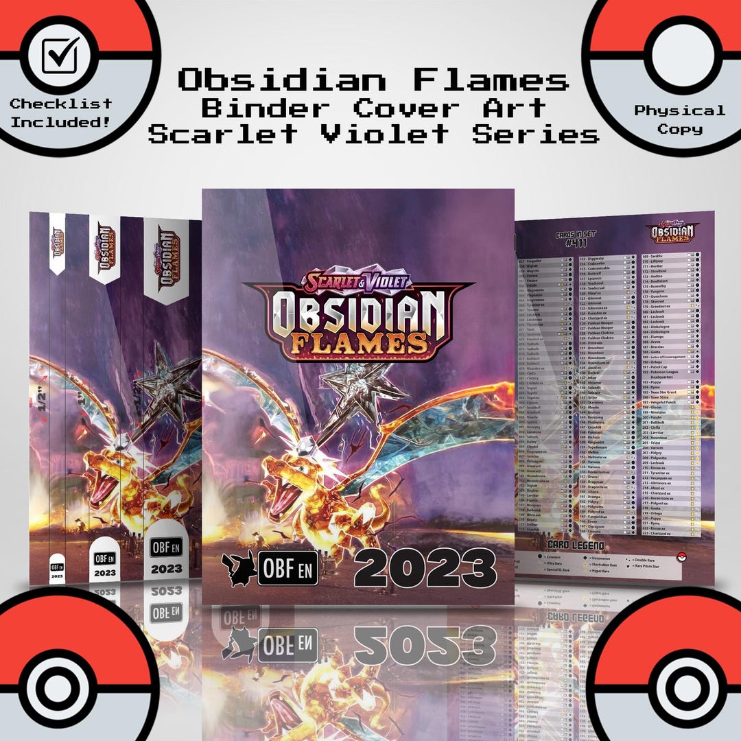 Obsidian Flames Binder Artwork W/ Checklist and Spines Scarlet Violet ...