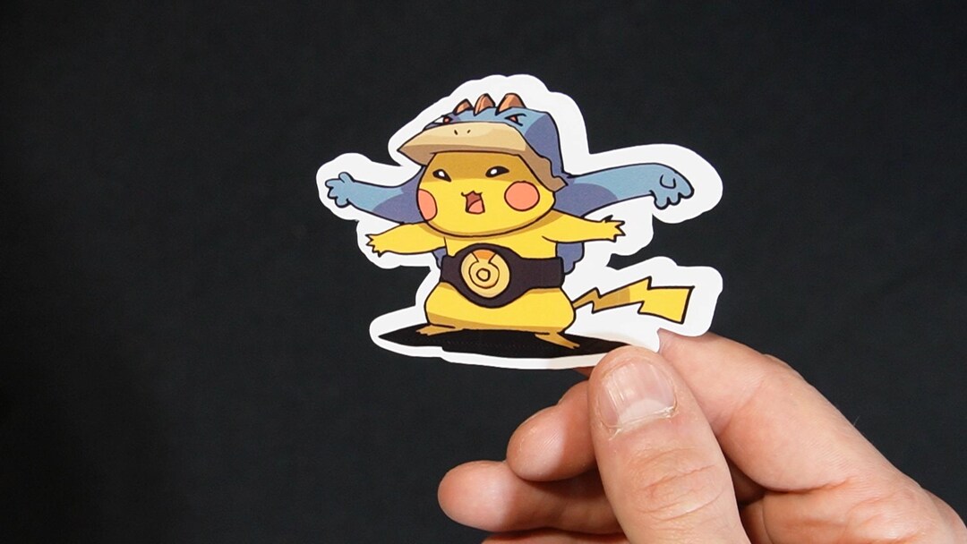 Pikachu in Machamp Costume Vinyl Pokemon Sticker Standard, or Jumbo ...