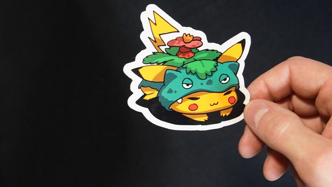 Pikachu in Venusaur Costume Vinyl Pokemon Sticker Standard, or Jumbo ...