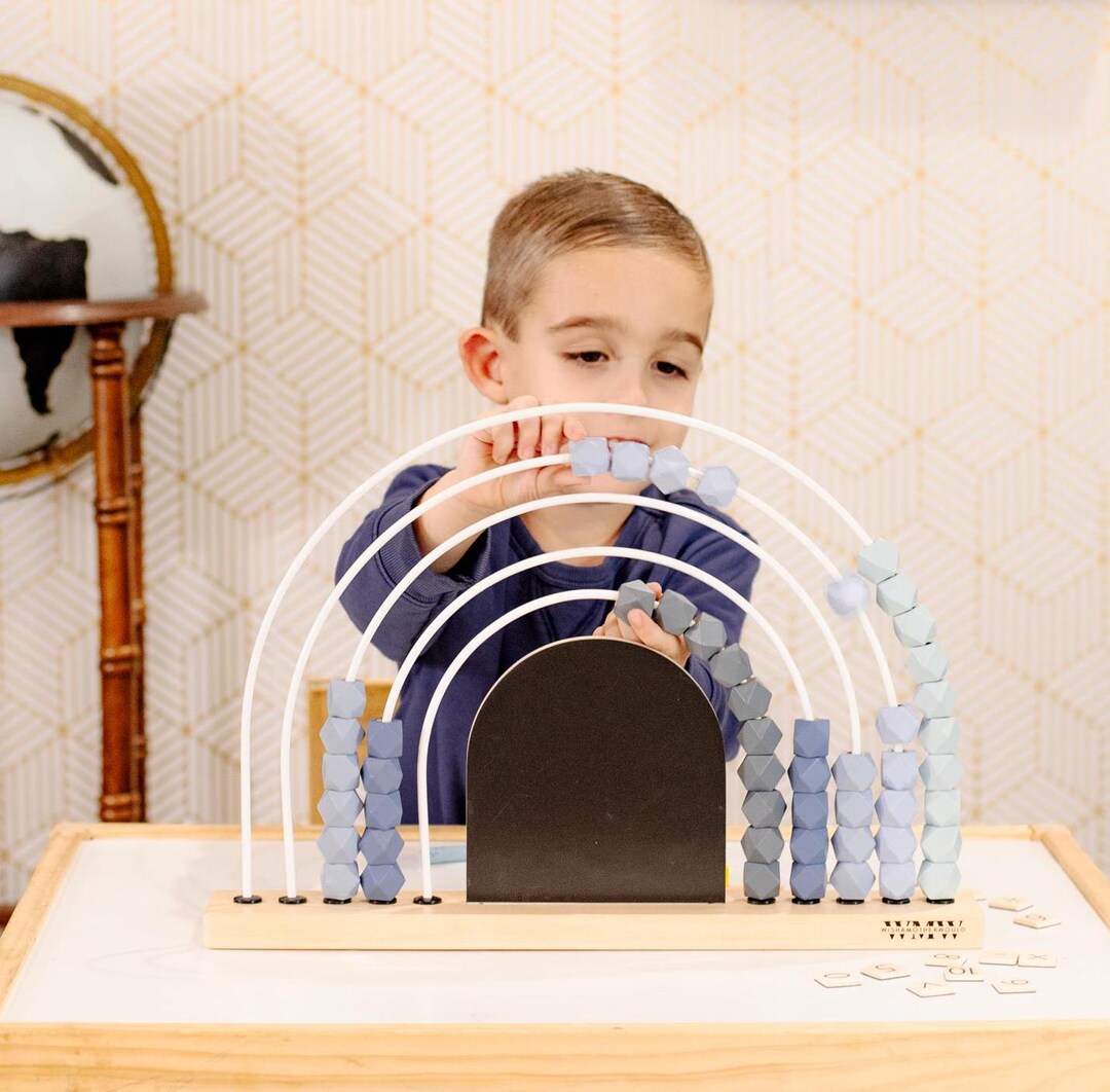 Blue Abacus for Kids Math With Magnetic Chalkboard - Learn Counting ...