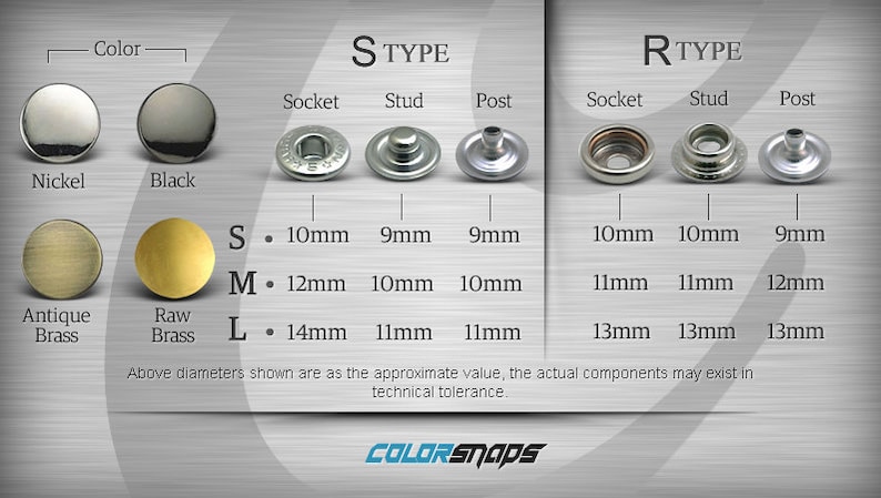 Assorted Sizes • Spring Snap Fastener • Brass Press Snaps • Metal Snap ...