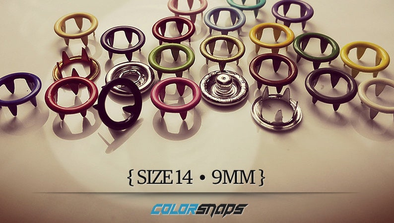 24 COLORS • Enamel Prong Snaps • Size 14 • 3/8 • 11/32 • 9 Mm • Snap ...