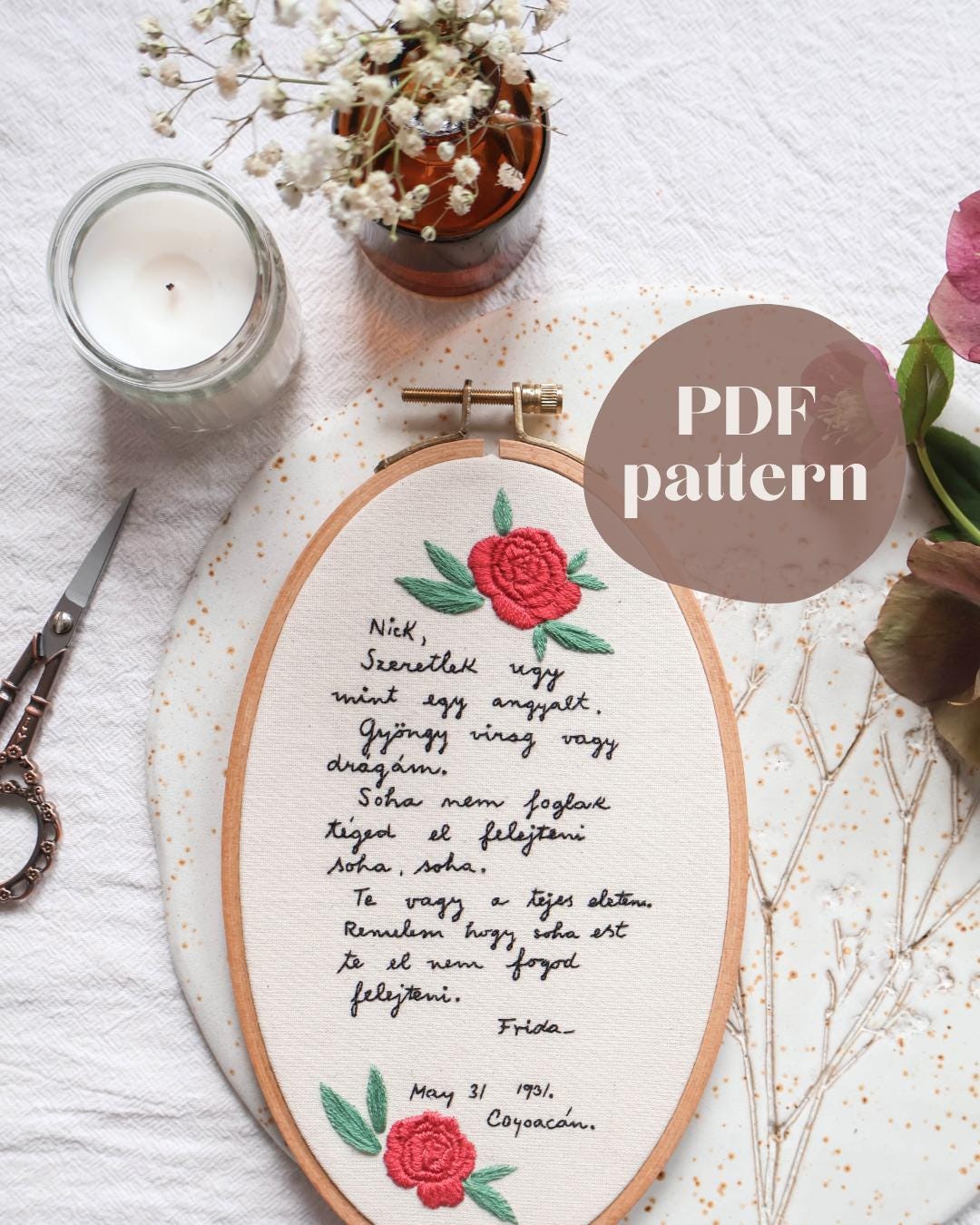 Frida Kahlo's Love Letter Valentine's Day Hand Embroidery Beginner SBS ...