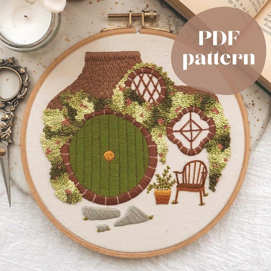 Halfling Burrow Embroidery Pattern: Fantasy Cottagecore Design (PDF ...