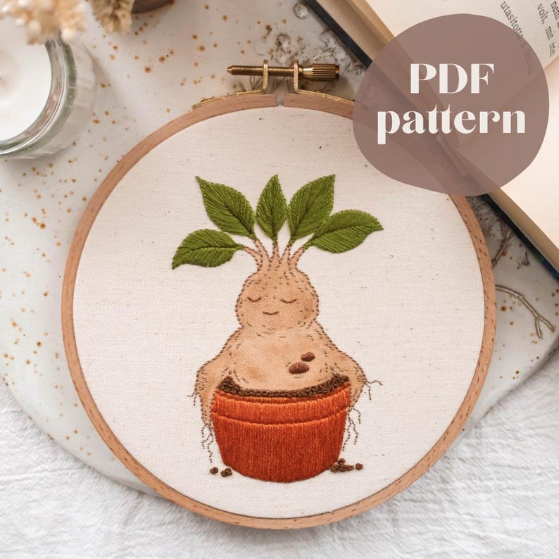 Sleepy Mandrake/mandragora Embroidery Pattern PDF, Magical Plant ...