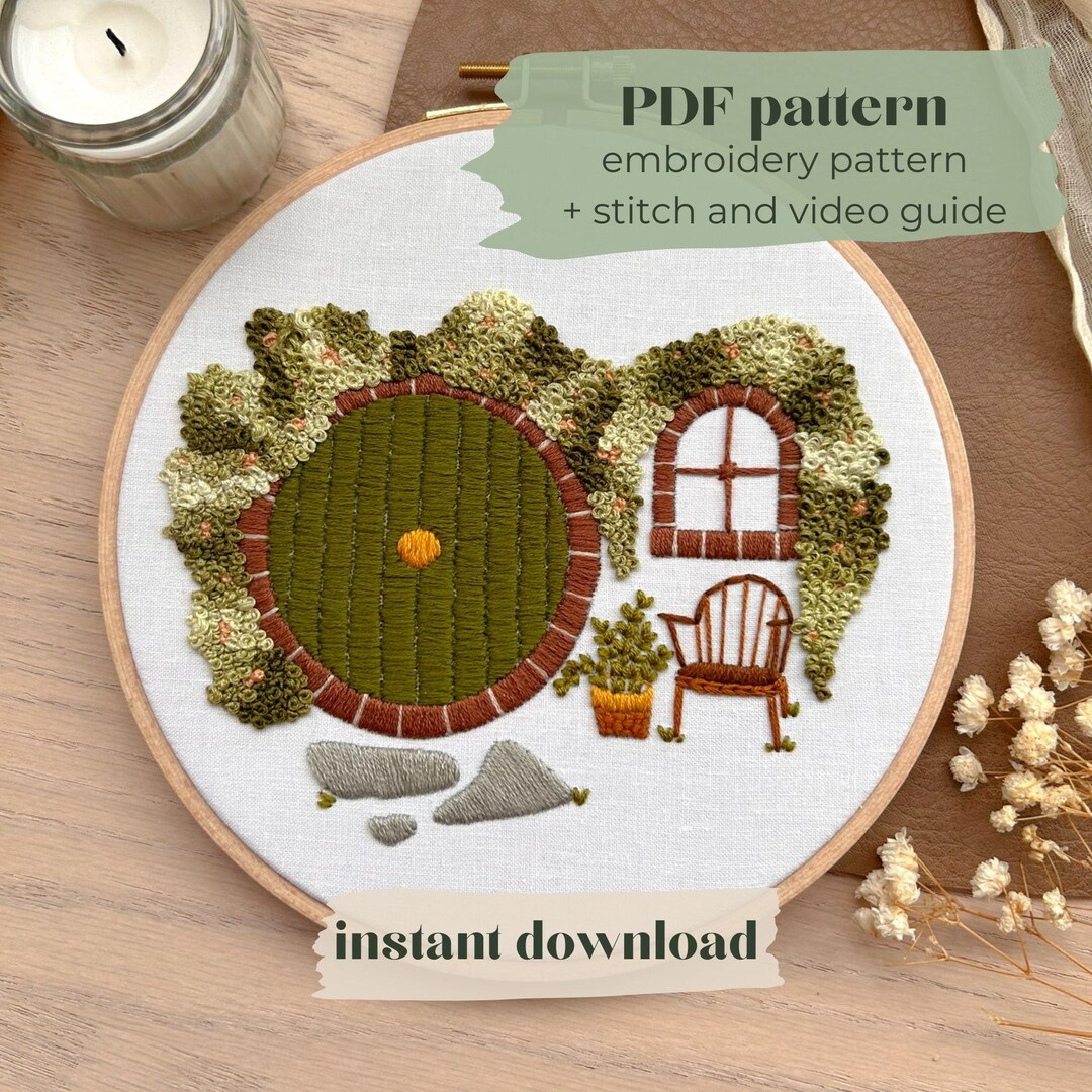 Hobbithole LOTR Hand Embroidery Beginner Step by Step Pattern PDF ...