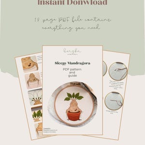 Sleepy Mandrake/mandragora Embroidery Pattern PDF, Magical Plant ...
