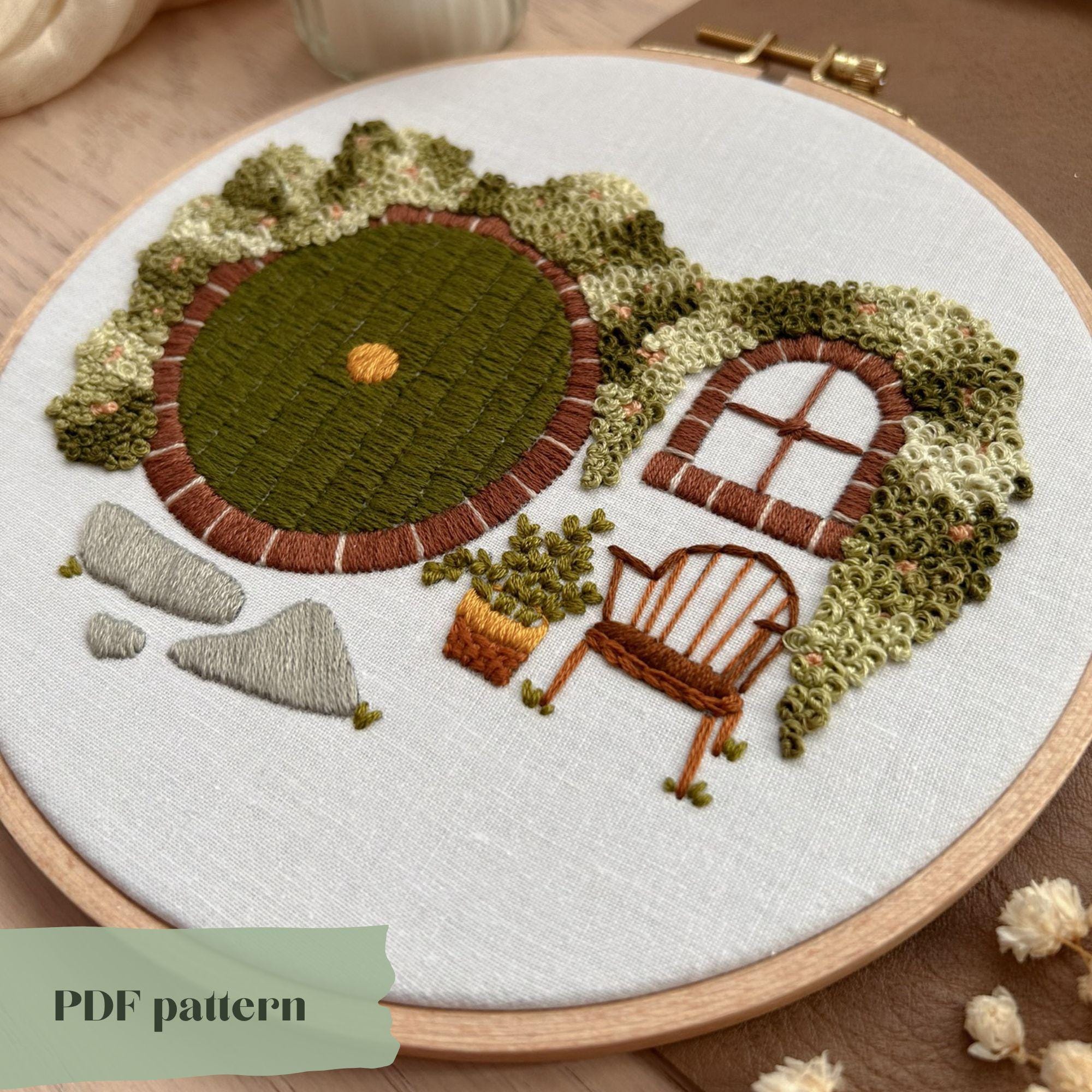 Hobbithole LOTR Hand Embroidery Beginner Step by Step Pattern PDF ...