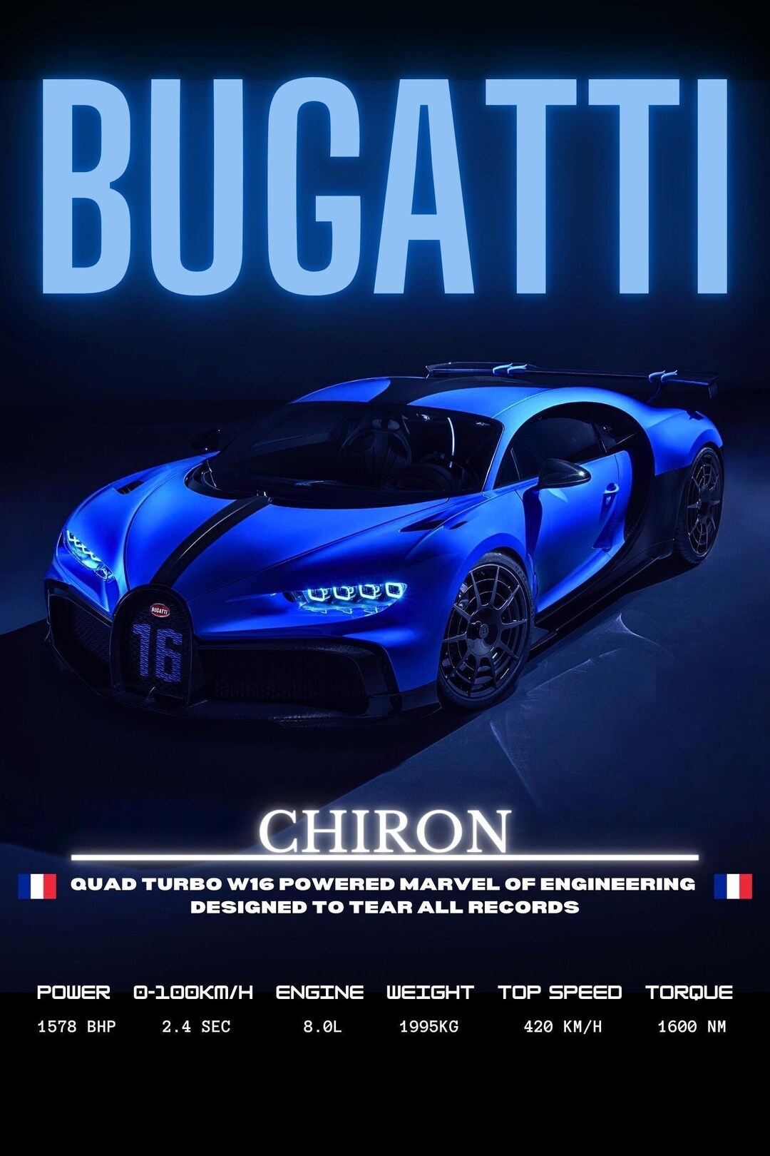 Bugatti Chiron Poster Digital Download Hyper Car Poster Super Car Print ...