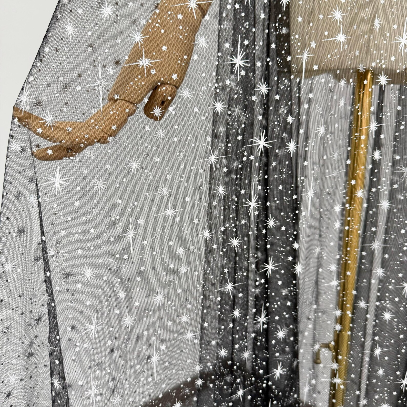 Black Sparkling Starry Hooded Cloak, Glittering Sliver Star Cape, Black ...