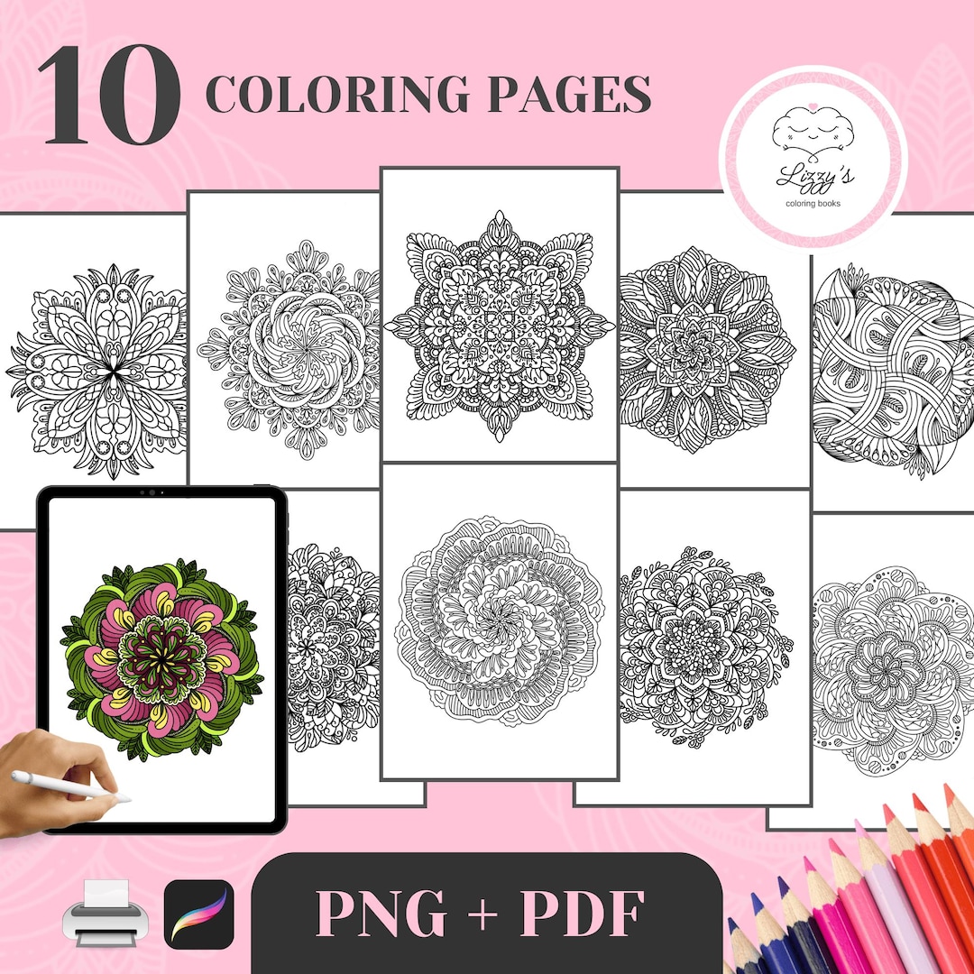 10 Tranquil Coloring Pages for Stress Relief | Mindful Coloring Bundle ...