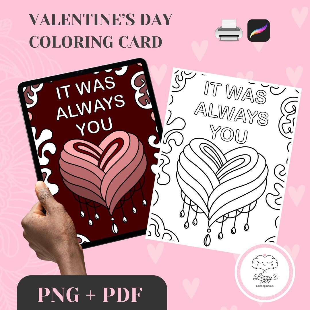 Valentines Day Coloring Card | Printable Valentines | Valentines Card ...