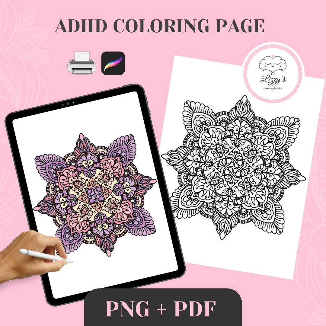 ADHD Coloring Pages Downloadable | Procreate Coloring Pages | Printable ...