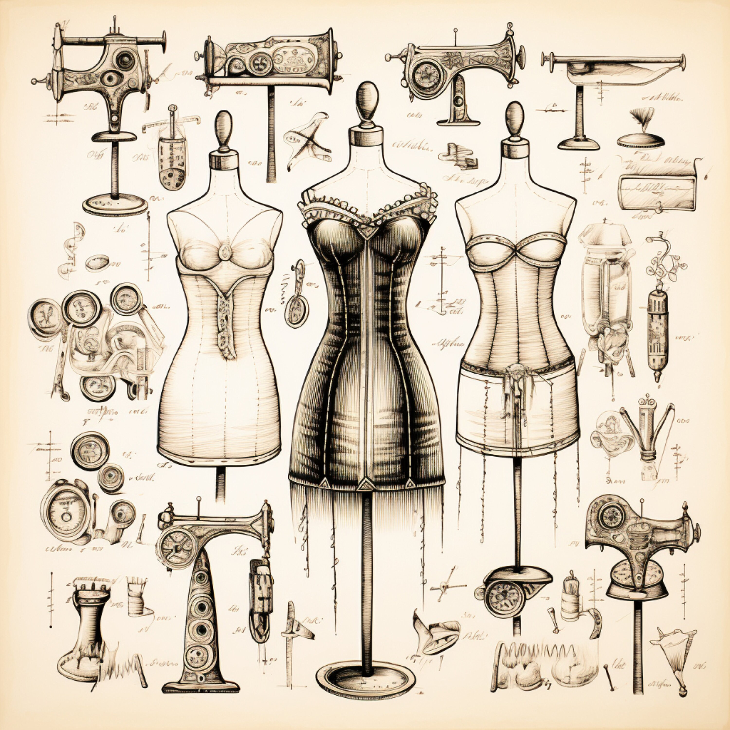 Collage Scrap Book Paper 12x12 Download Art Print Sewing Room Dress ...