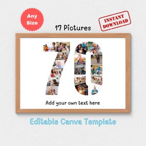 Editable 70th Birthday Photo Collage Template on Canva to Showcase a ...